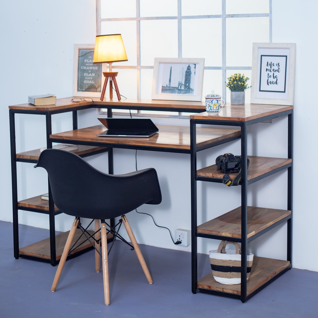 Anuj Ergonomic Metal and Wood Study Table
