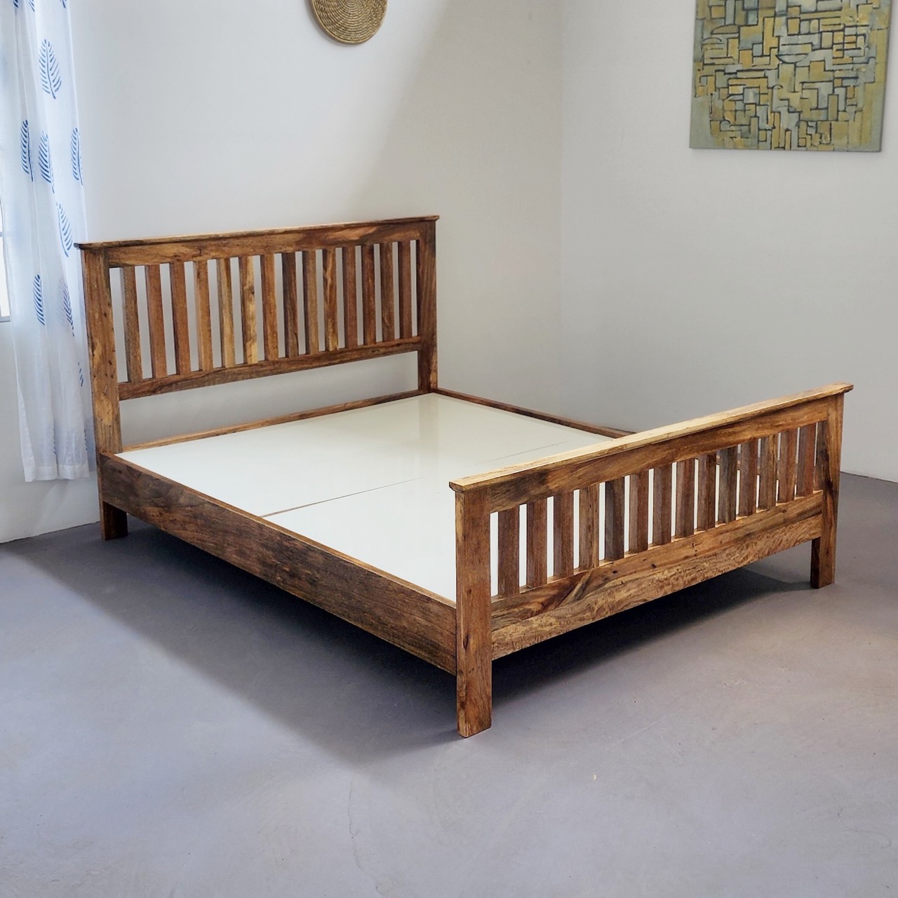 Zen Wooden Bed – Solid Needle Wood Queen Size Bed | Minimal Wooden Bed ...