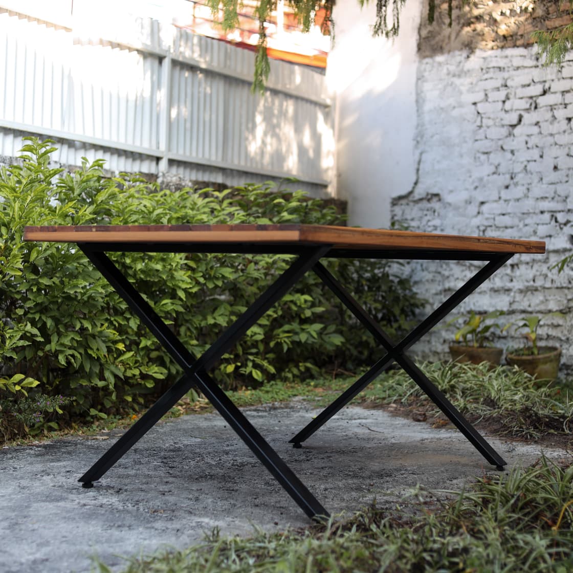 Adam Outdoor Table – Agrath Wood Top & Metal Base | Garden Furniture Nepal